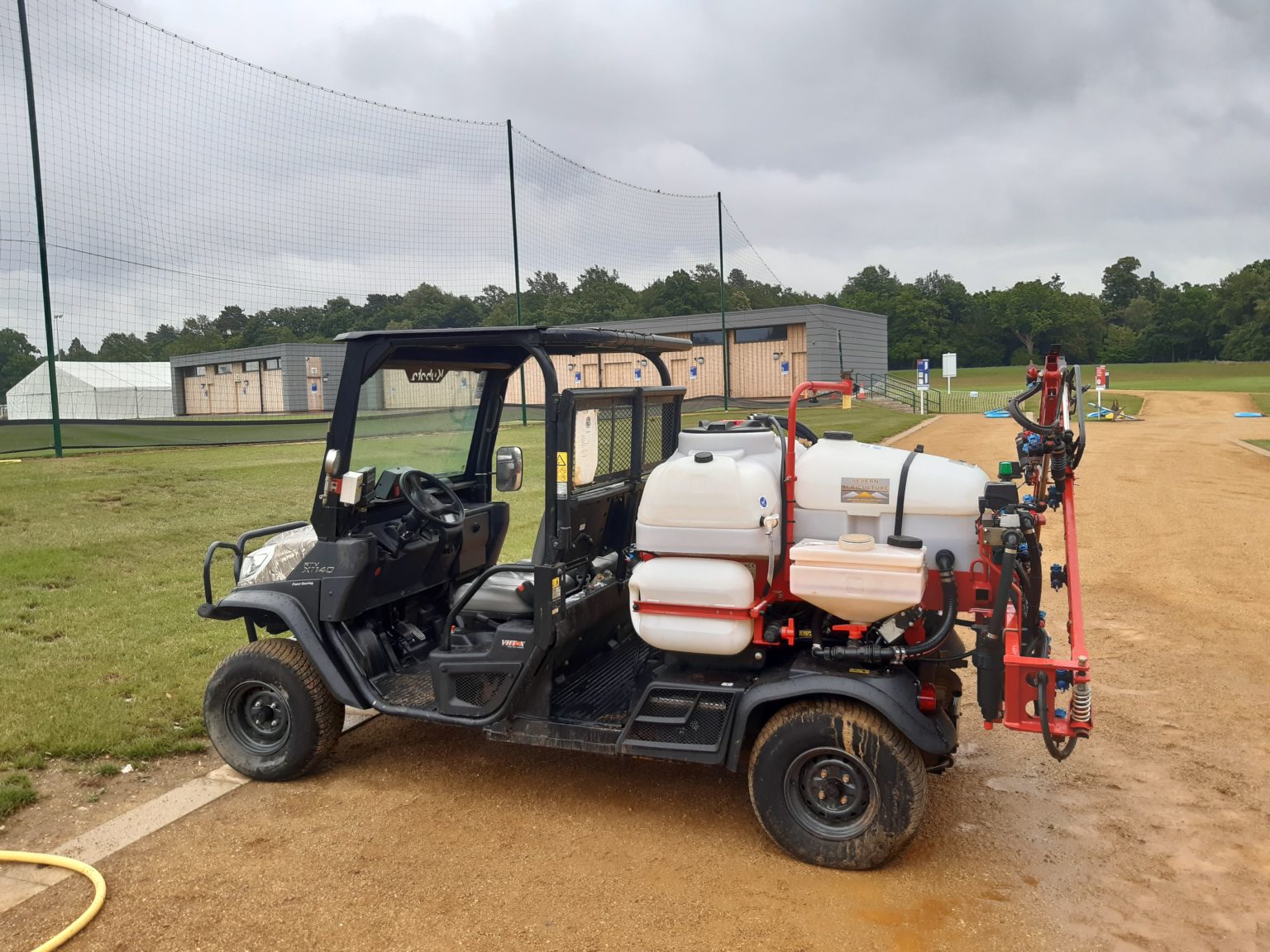 The 400L Bargam sprayer is on the back of a Kawasaki mule with a Arag ...